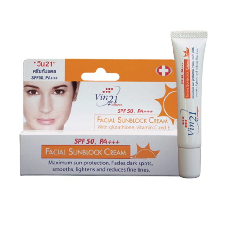 Vin21 Facial Sunblock Cream SPF50 PA+++ % - Health Impact Thailand